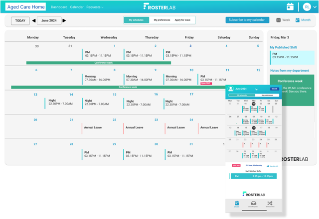 Aged Care Staff Rostering Software - RosterLab